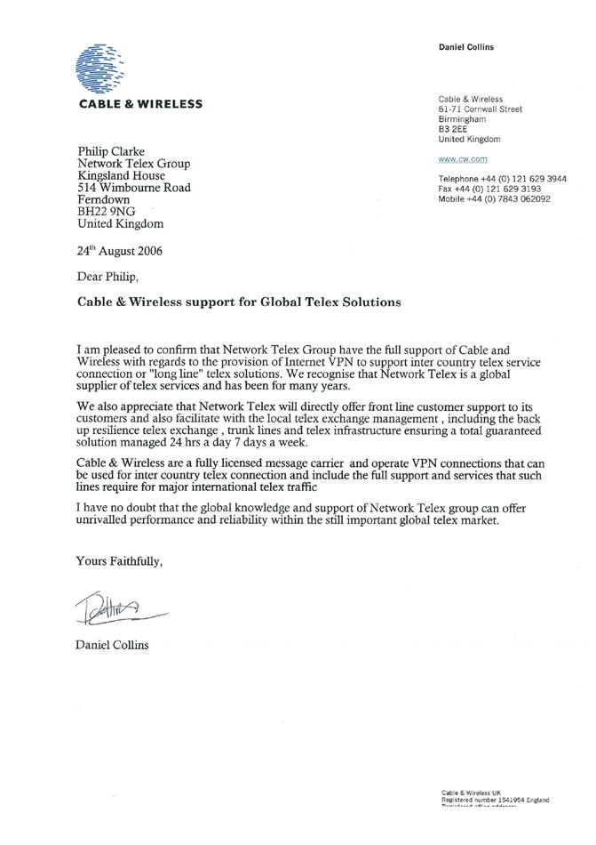 Network Telex - Cable & Wireless support for Global Telex Solutions